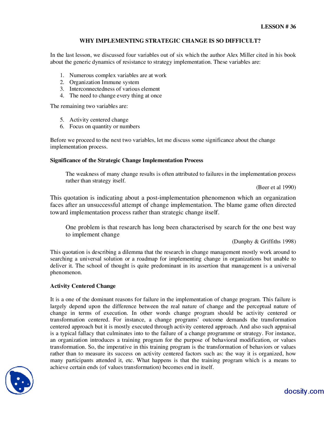 Significance of the Strategic Change Implementation Process-Change of ...