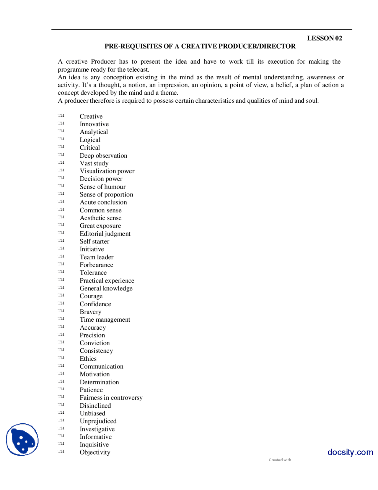 Pre Requisites Of A Creative Producerdirector Reporting And Production