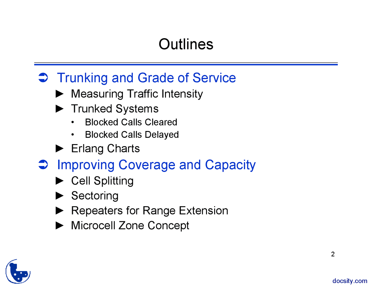 Trunking Theory-Wireless Networks-Lecture Slides - Docsity