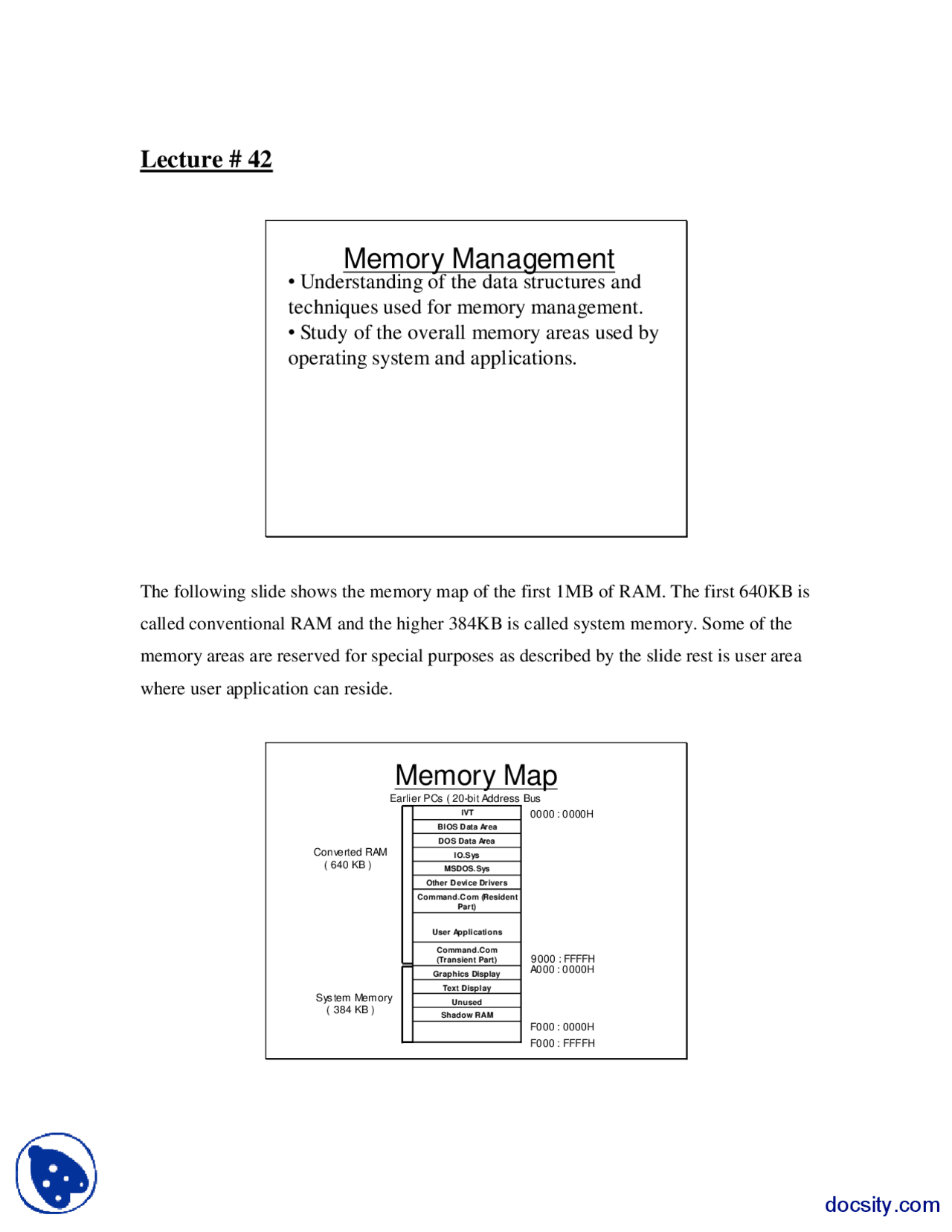 Memory Management System Programming Lecture Notes Docsity