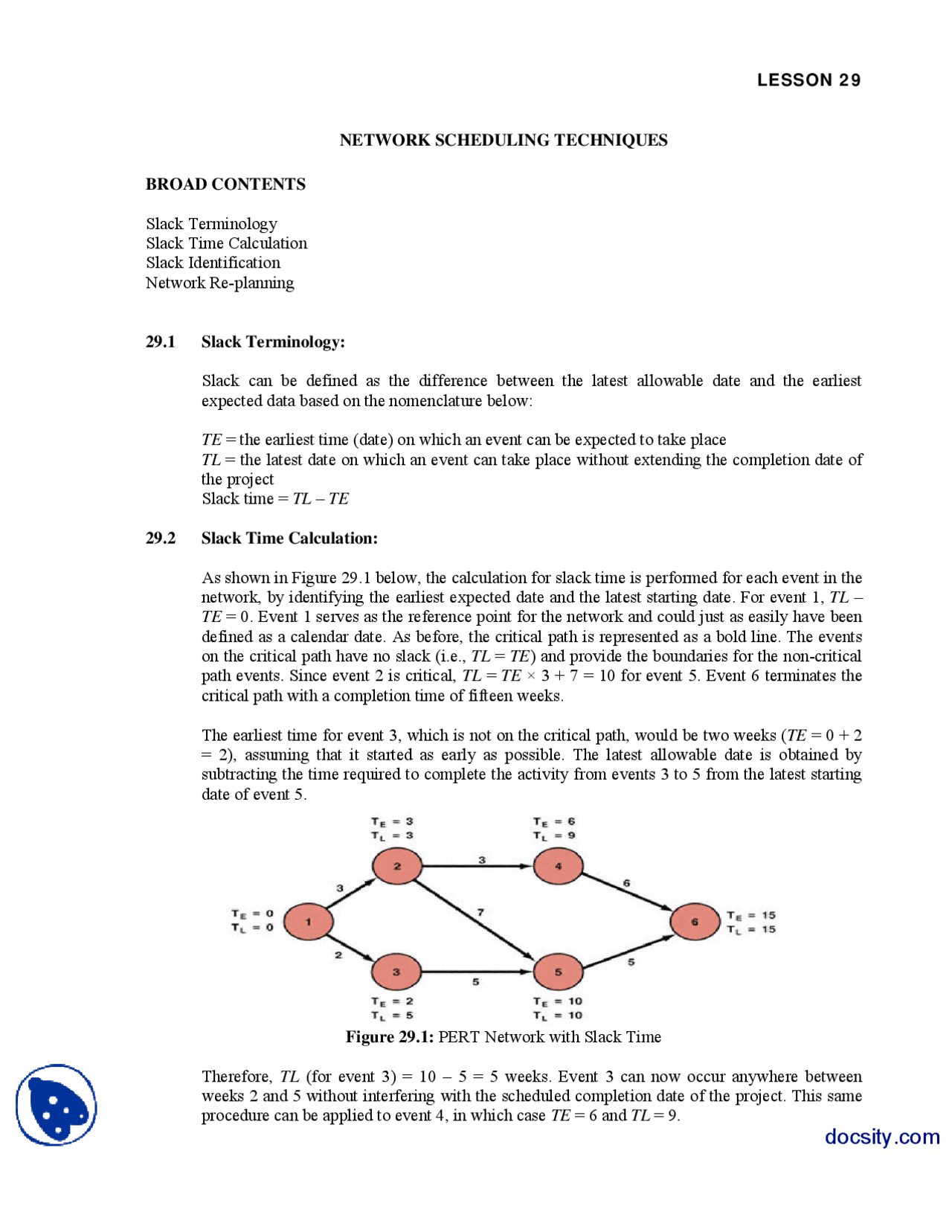 Network Scheduling Techniques 2 Project Managment Handouts Docsity