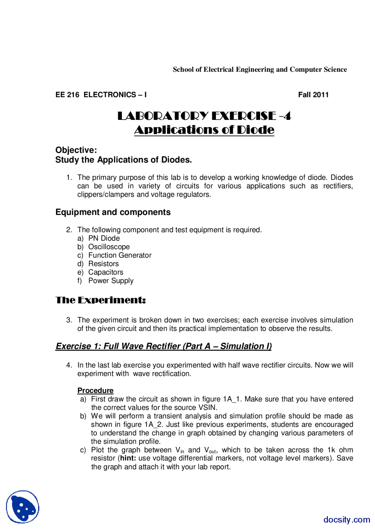 Half Wave Rectifier Circuit Experiment Aim