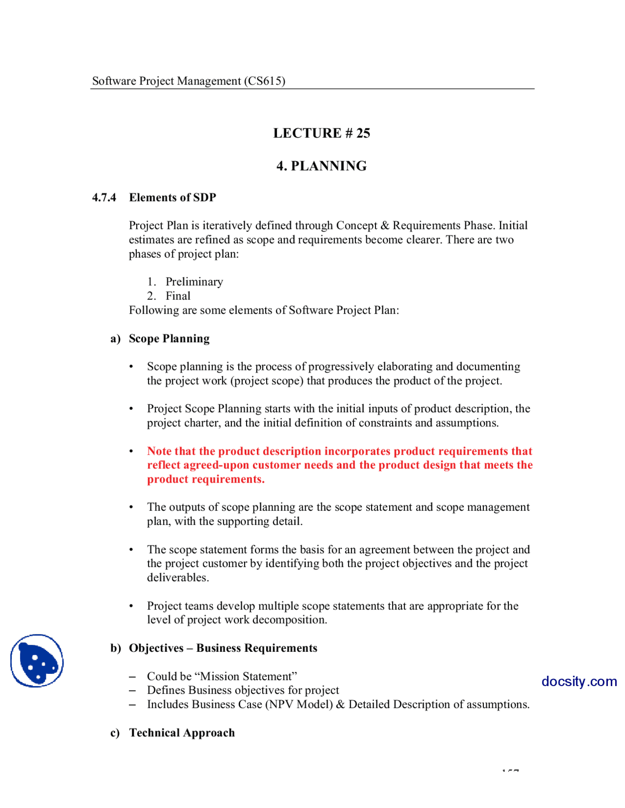 Planning, Elements Of SDP-Software Project Management-Lecture Notes ...