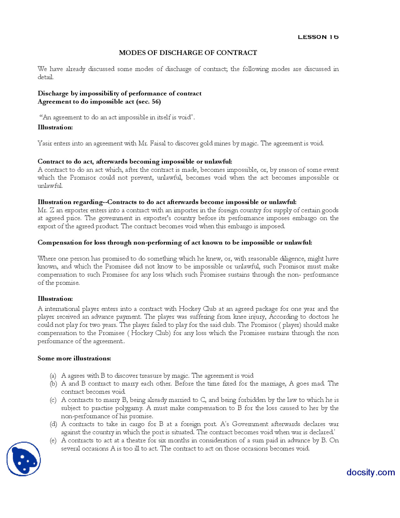Modes Of Dischrage Business And Labour Law Lecture Handout Docsity