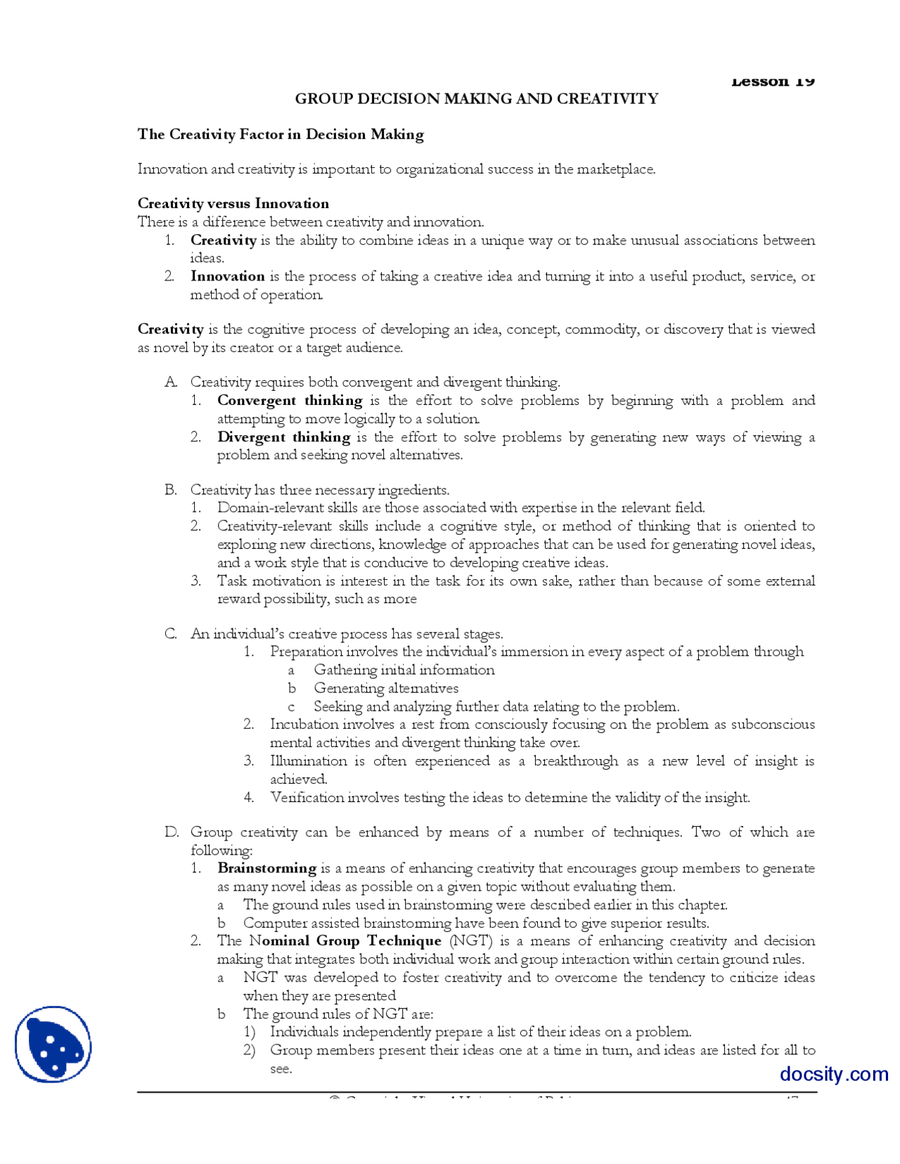 Non Rational Decision Making Principle Of Managment Handouts Docsity