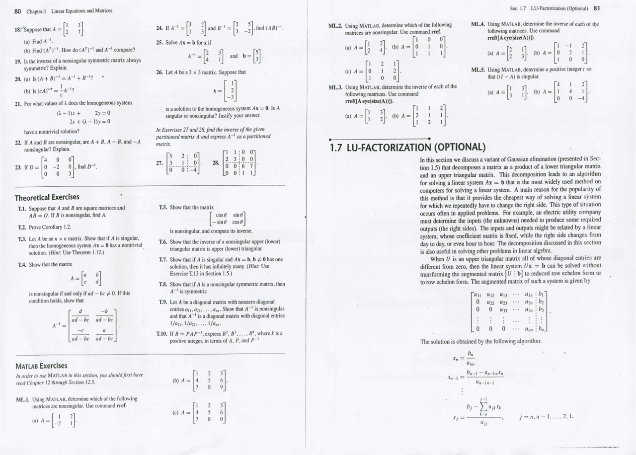 Lu Factorization Linear Algebra Handout Docsity