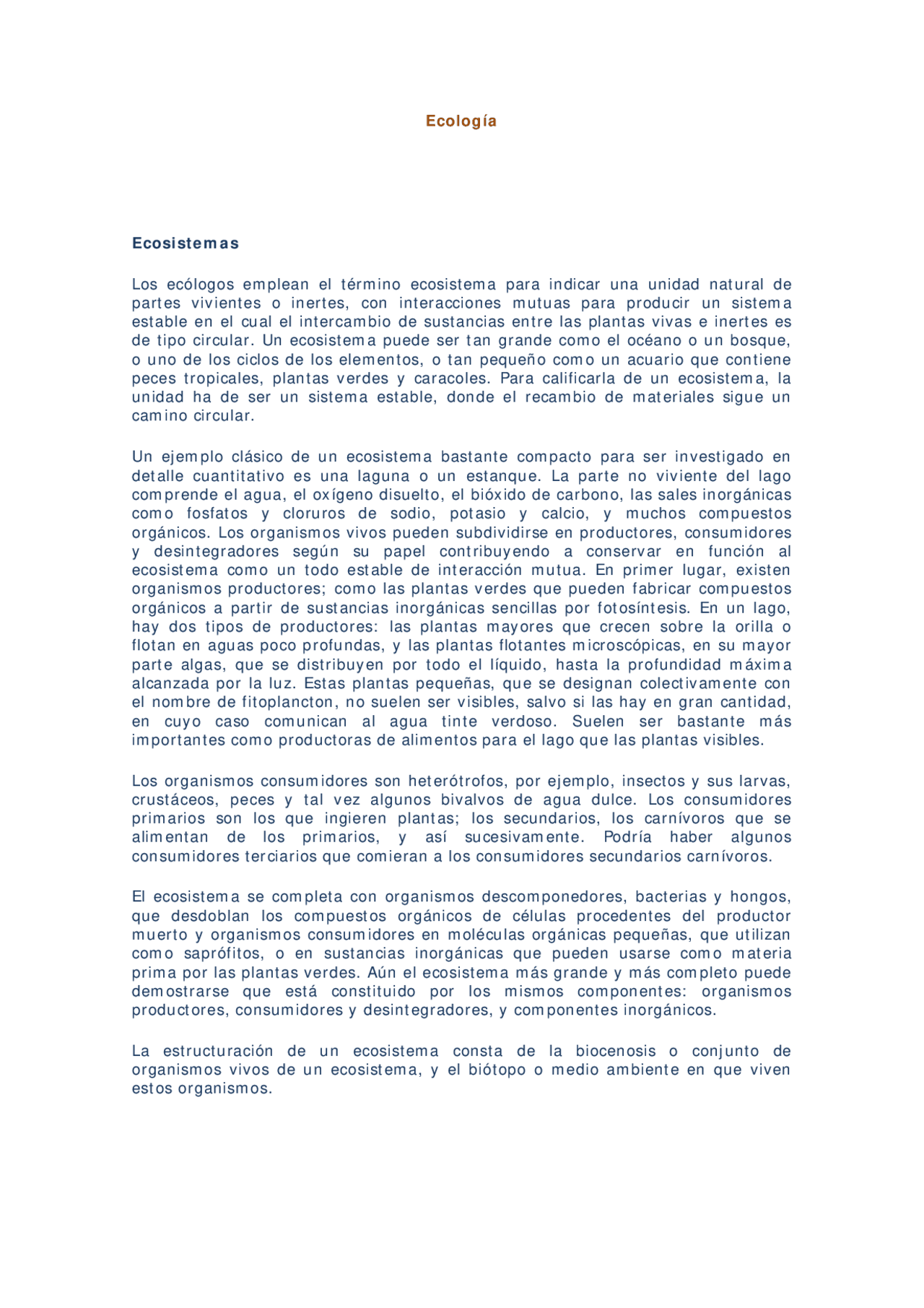 Ecosistemas Apuntes Ecología Docsity