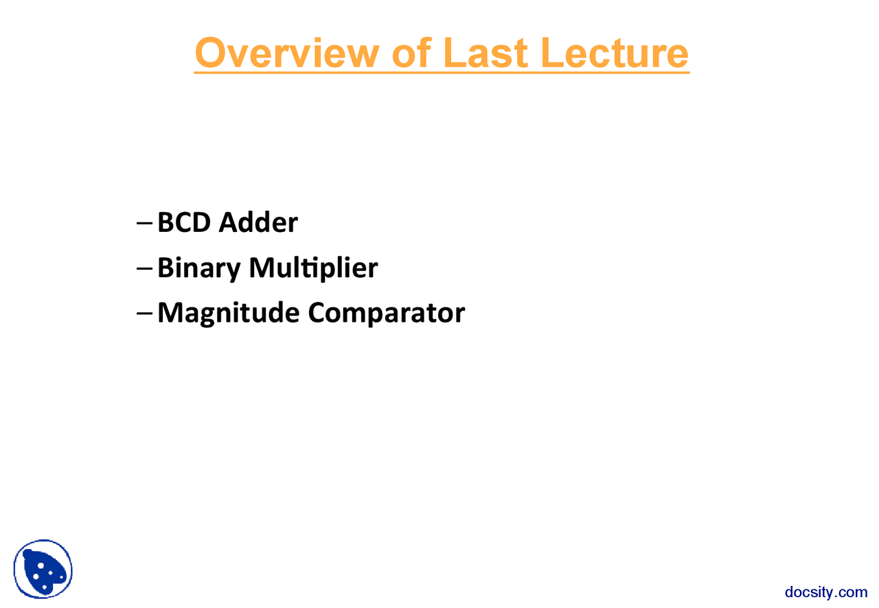 Decoder Encoder Digital Logic Design Lecture Slides Docsity