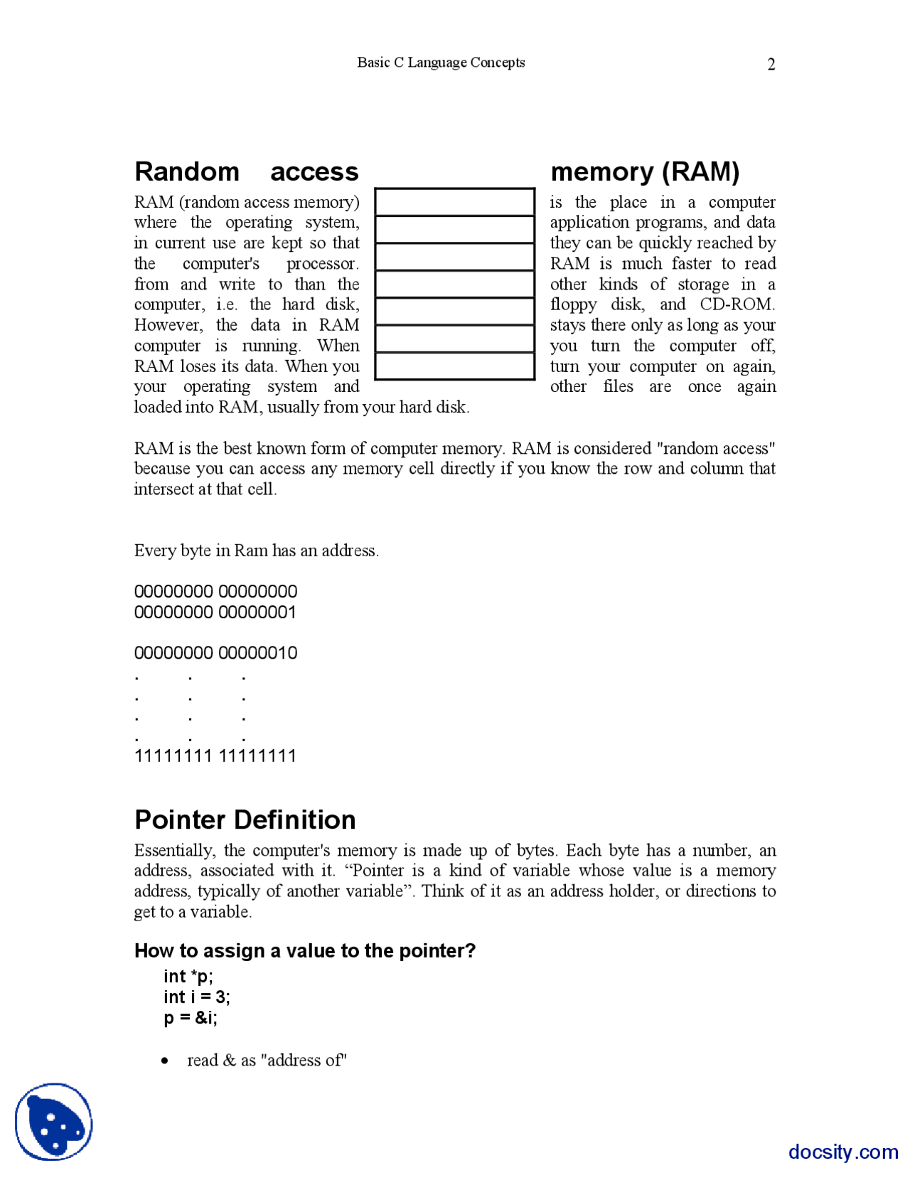 Random Access Memory Windows Programming Lecture Notes Docsity