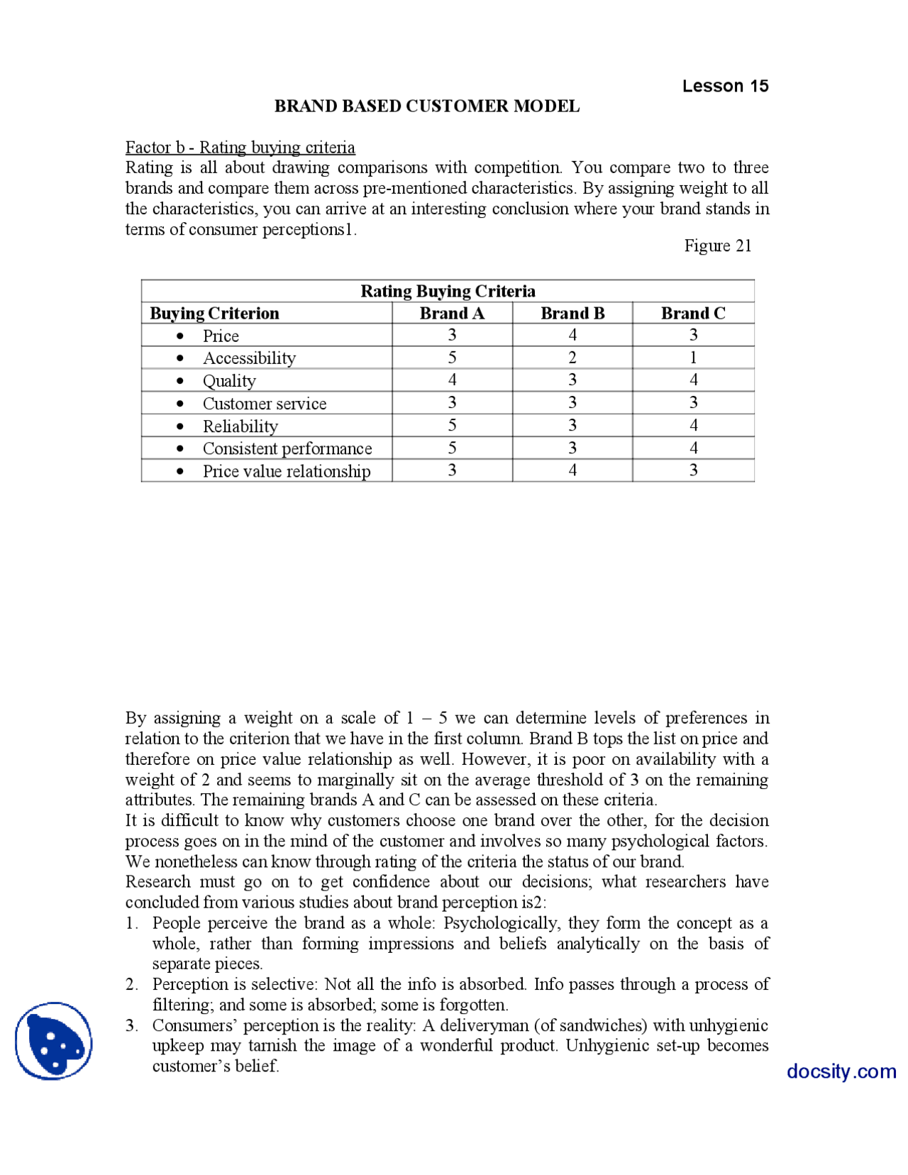 Costumer Model Part 1 Brand Management Lecture Handout Docsity