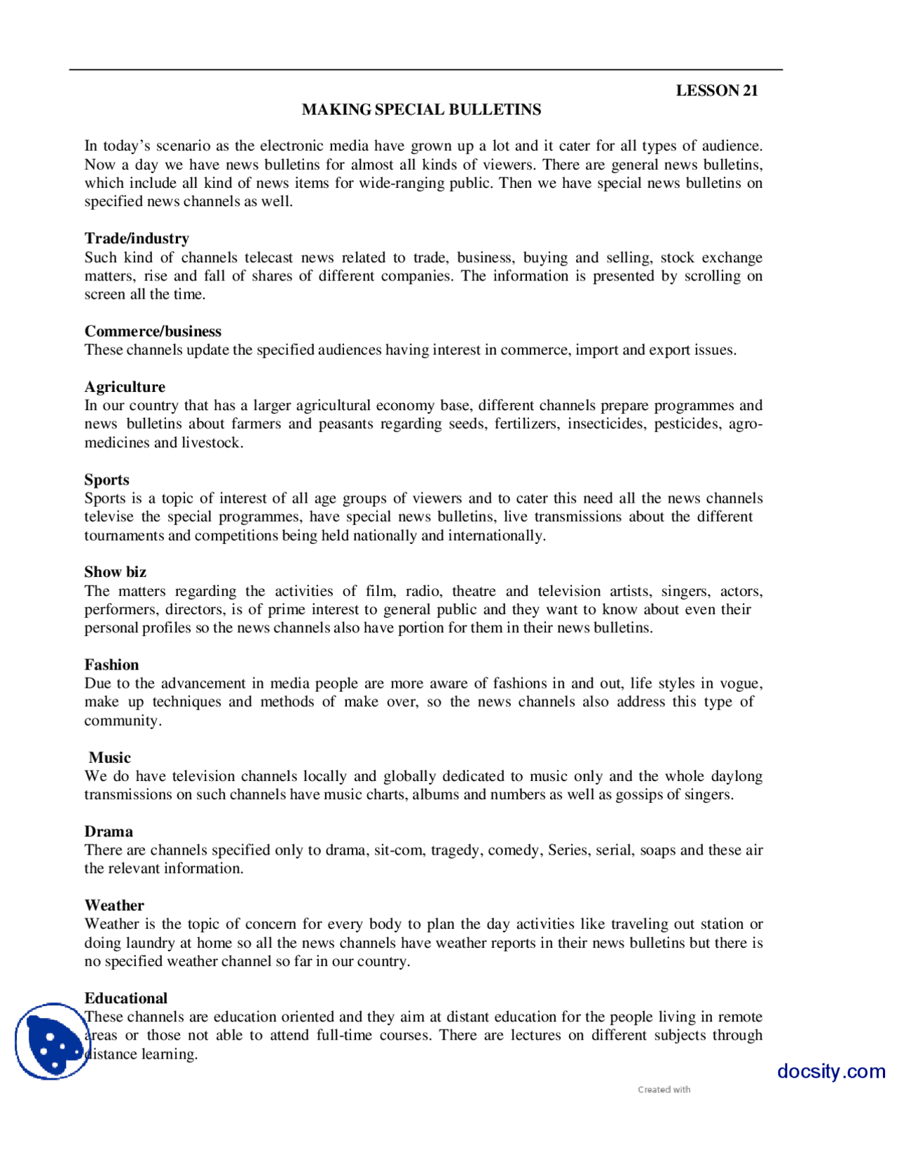 Makingspecial Bulletins Reporting And Production Handouts Docsity
