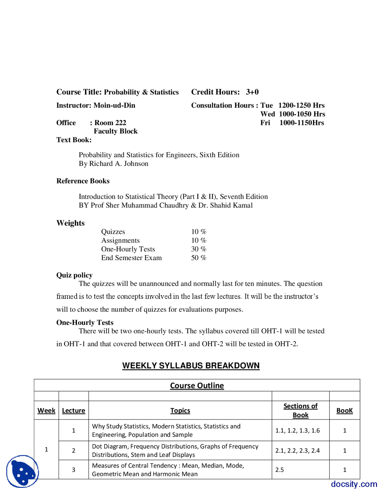 Course Outline-Probability And Statistics-Handout - Docsity Course Outline-Probability And Statistics-Handout - Docsity