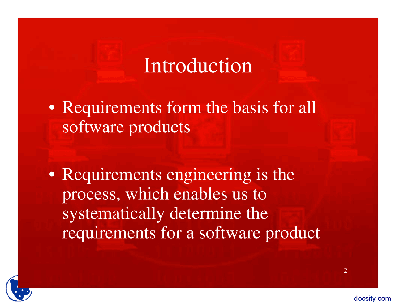 Introduction Software Requirement Lecture Slides Docsity