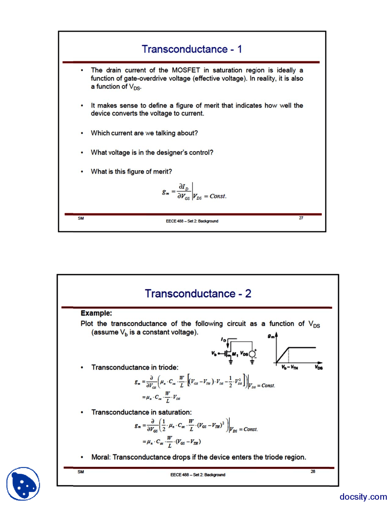 Cmos Fet Overview Electronics Ii Handout Docsity