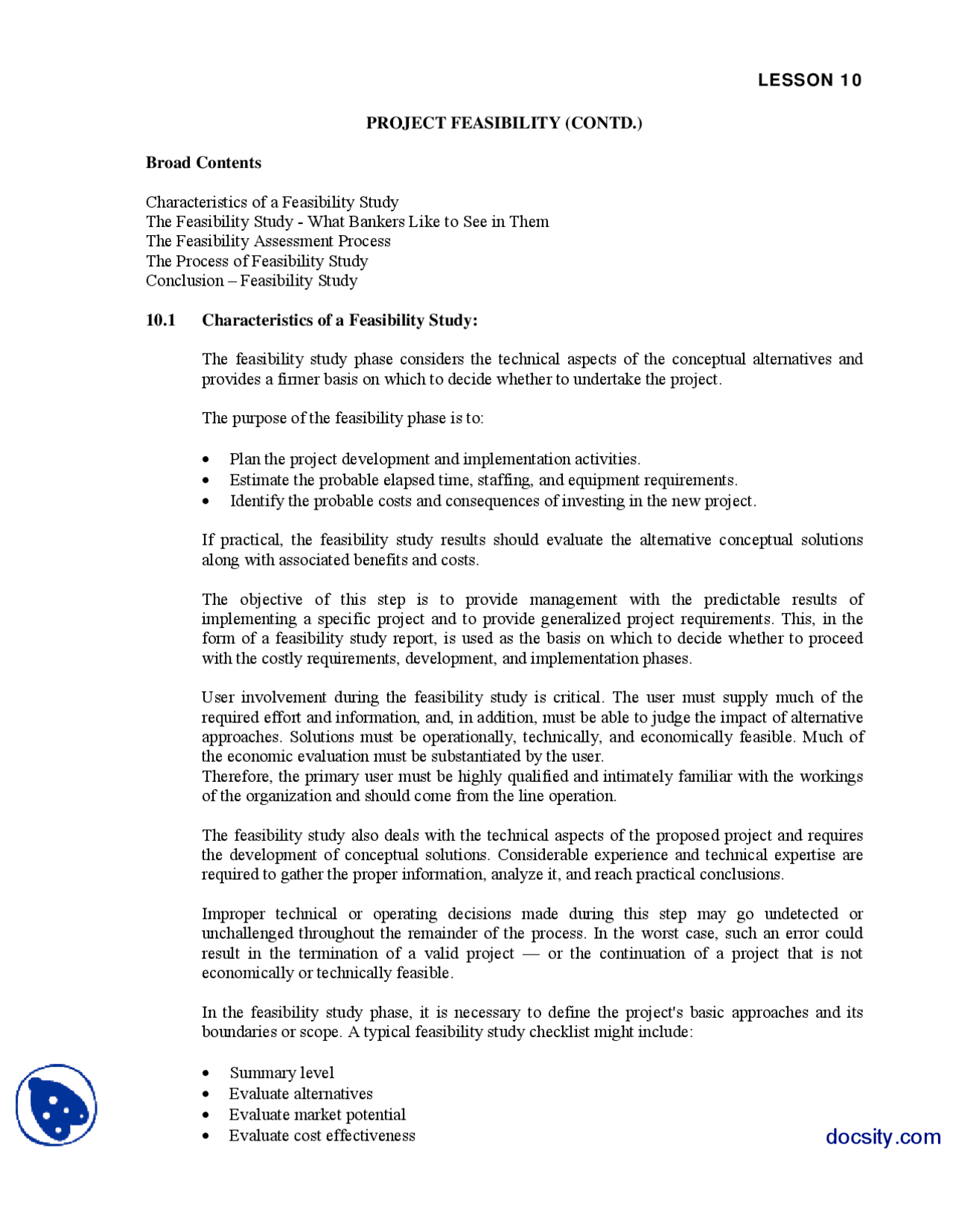 Project Feasibility 2 Project Managment Handouts Docsity