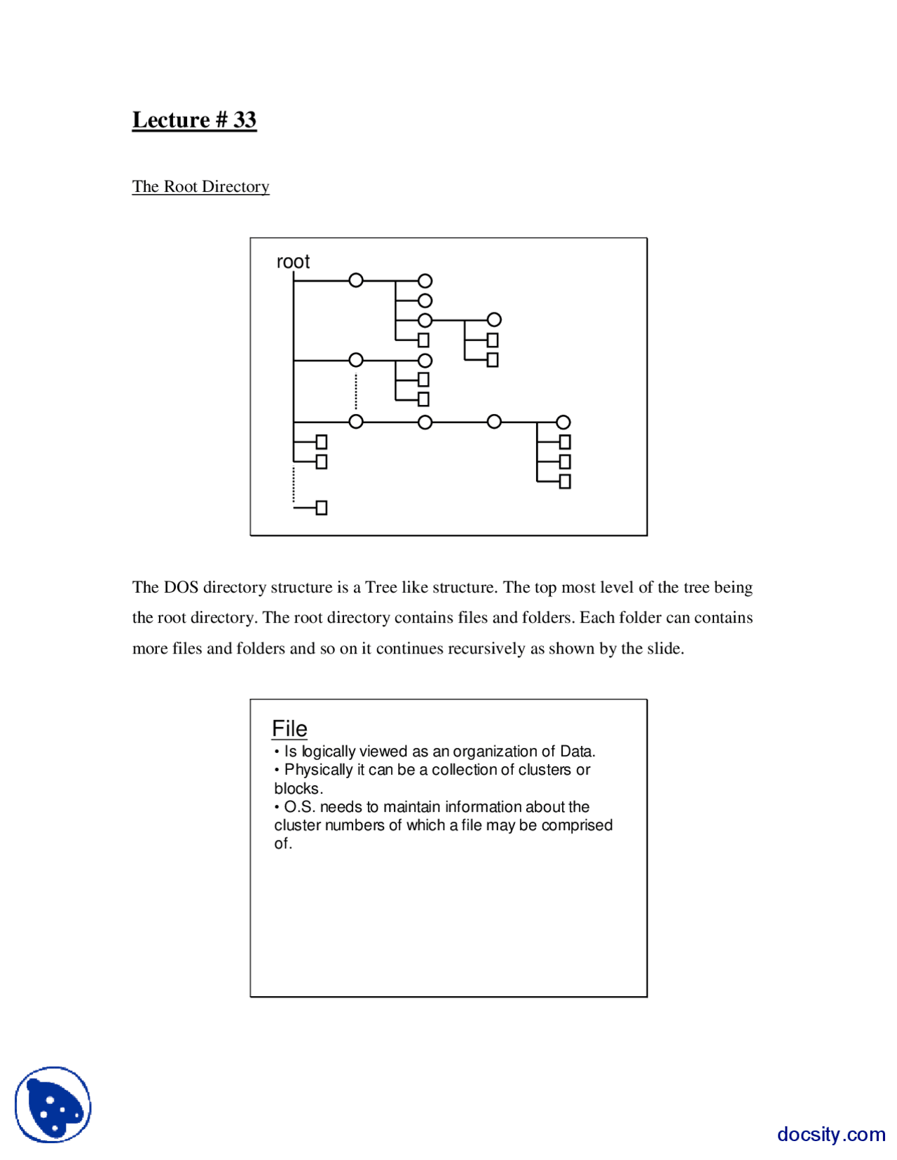 The Root Directory System Programming Lecture Notes Docsity