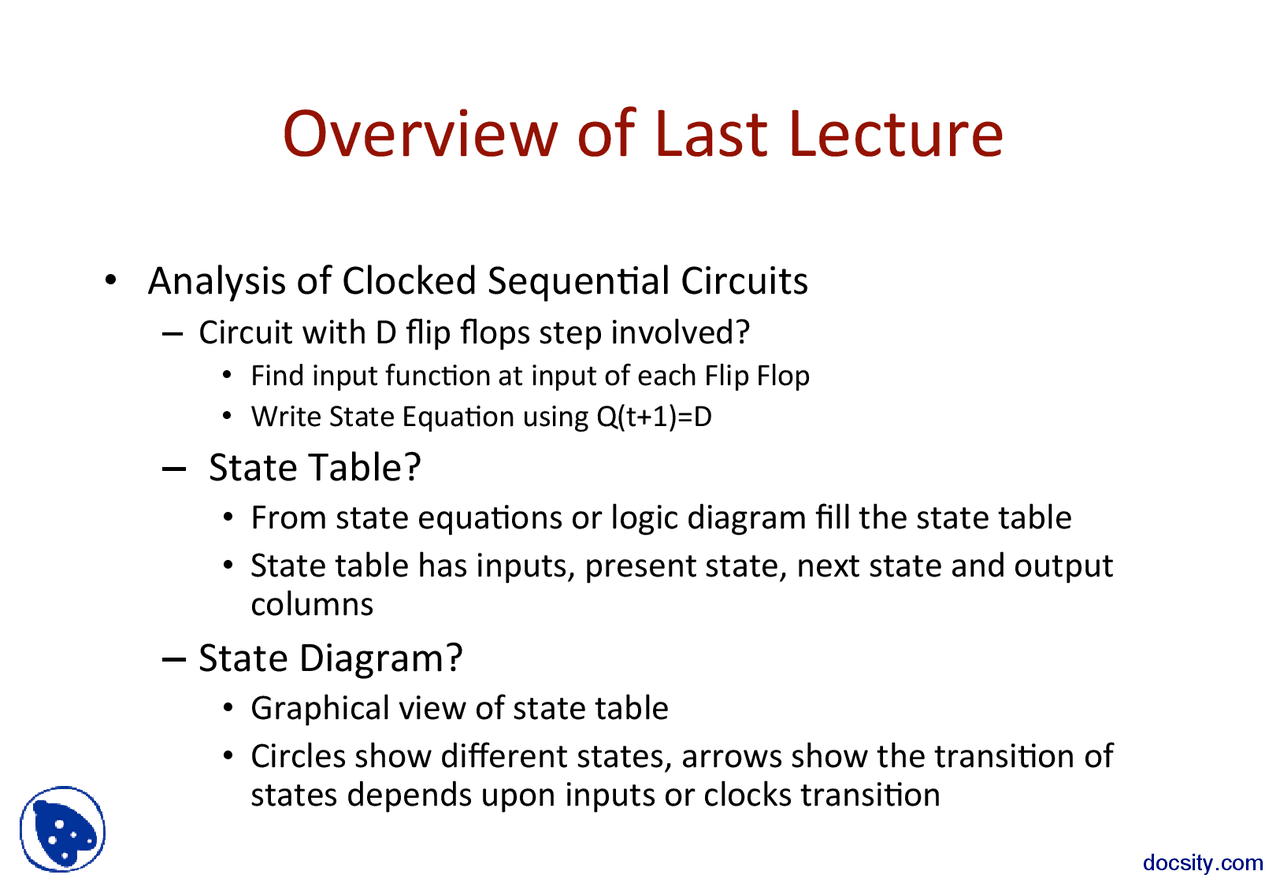 Analysis Of Sequential Circuits With J K And T Flip Flop Digital Logic Design Lecture Slides