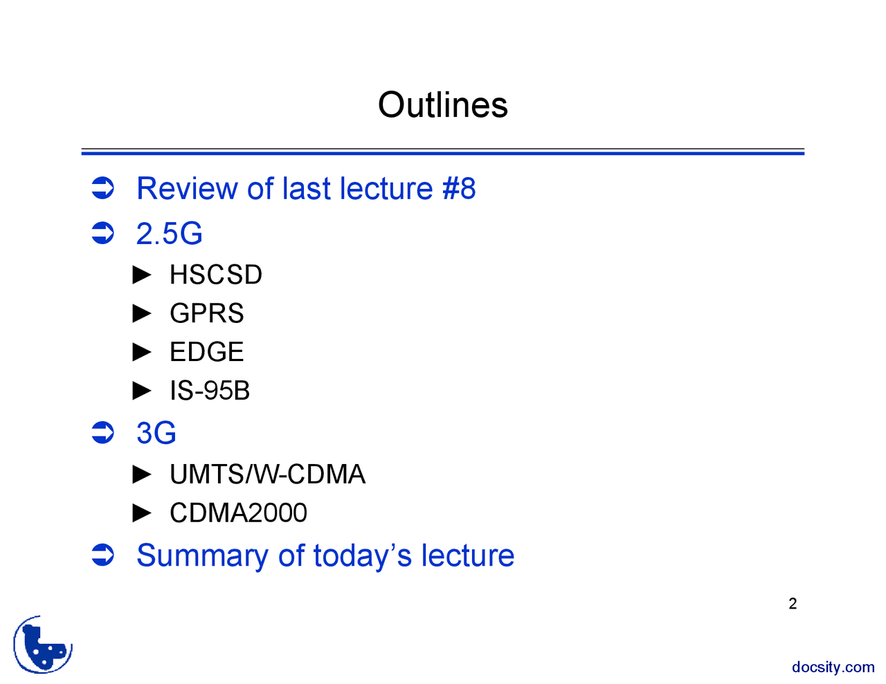 Key Specifications of 2G Technologies-Wireless Networks-Lecture Slides ...