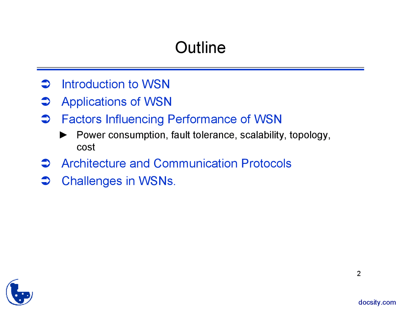 Introduction to WSNs-Wireless Networks-Lecture Slides - Docsity