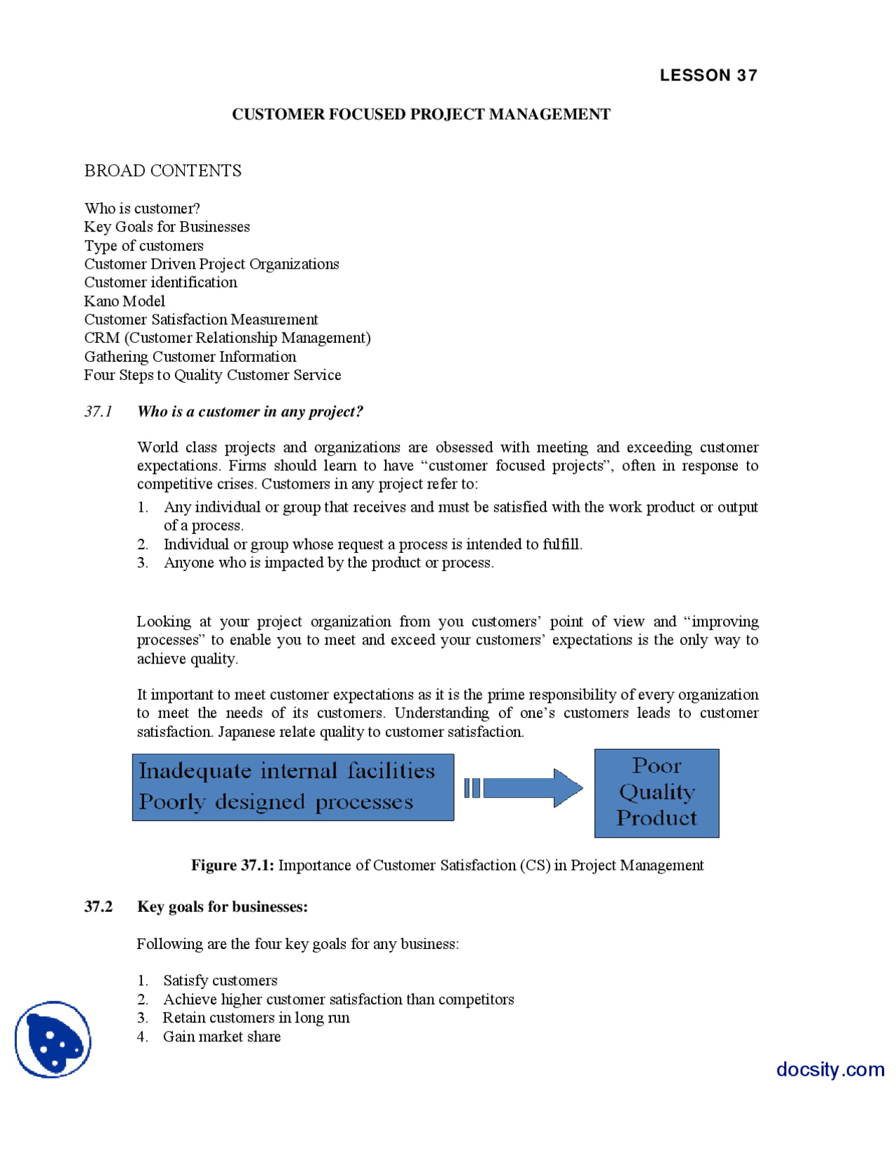 Customer Focused Project Management Project Managment Handouts Docsity