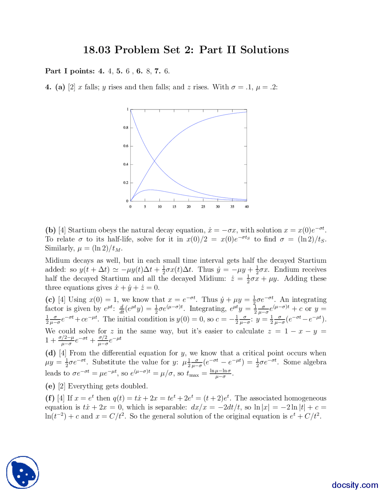 Complex Valued Functions: Solutions to Problem Set 2 - Docsity