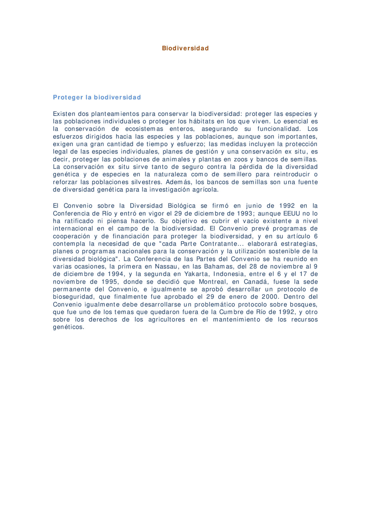 Proteger La Biodiversidad Apuntes Biología Docsity