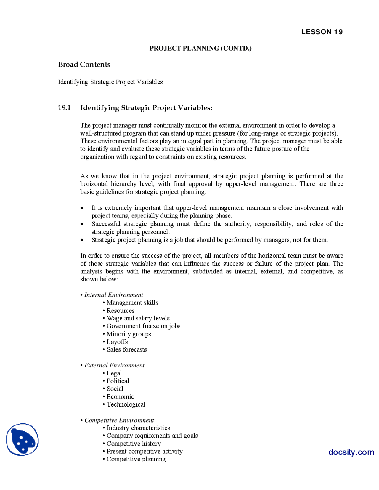 Project Planning 5 Project Managment Handouts Lecture Notes Project