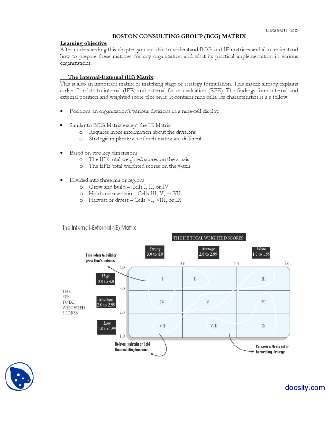 The Internal External (IE) Matrix-Strategic Management-Lecture Handout ...