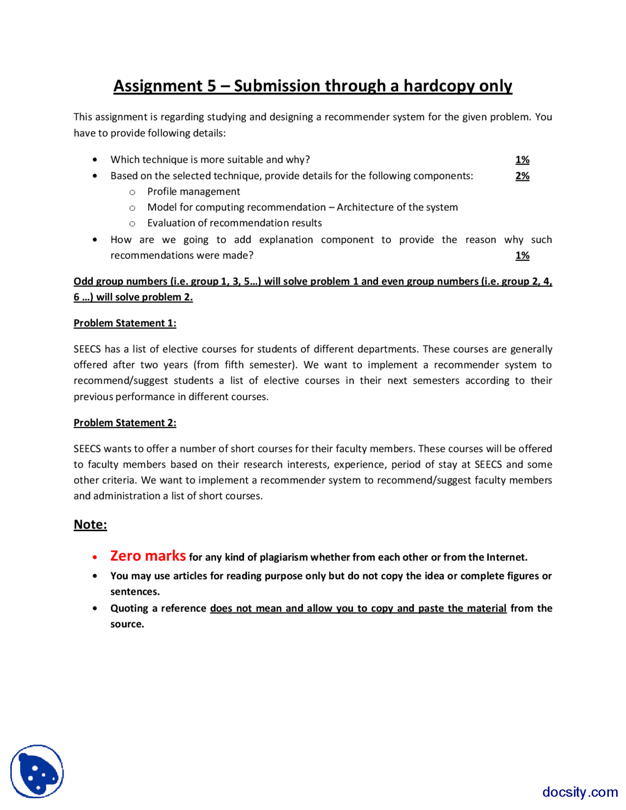 Recommender System Problems-E Commerce-Assignment - Docsity