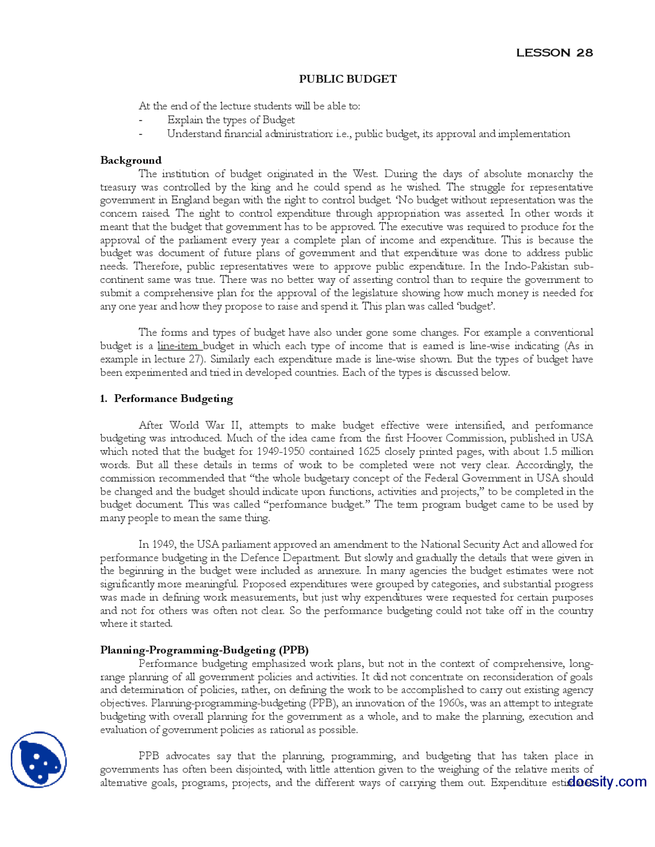 Public Budget Introduction To Public Administration Lecture Handout