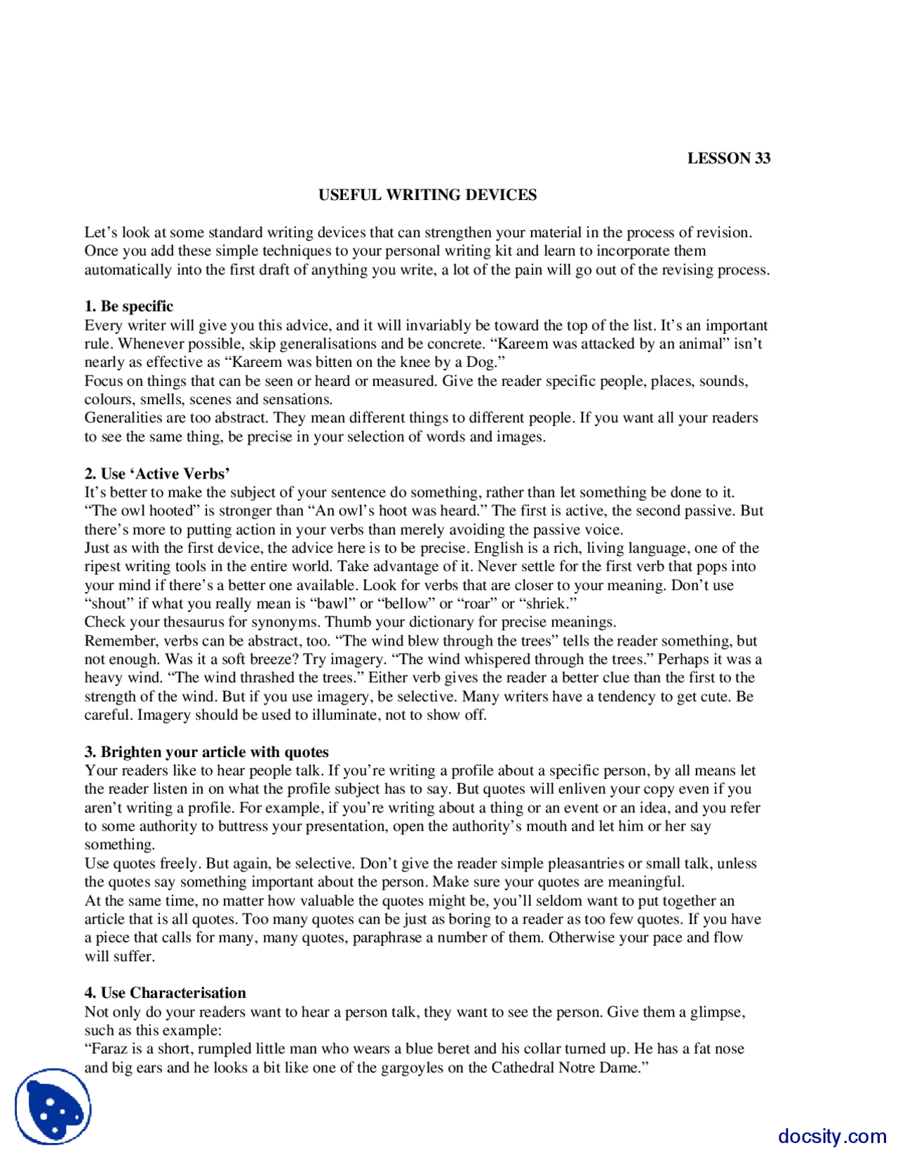 Writing Devices Feature And Coloumn Writing Lecture Handout Docsity