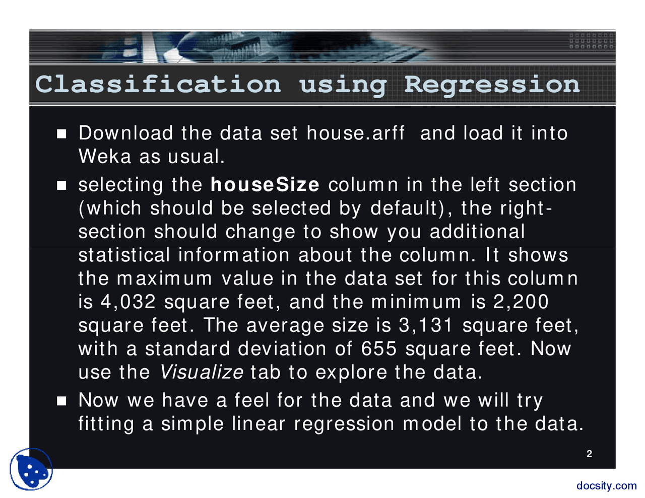 Classification Using Regression Data Warehouse Lab Mannual Docsity