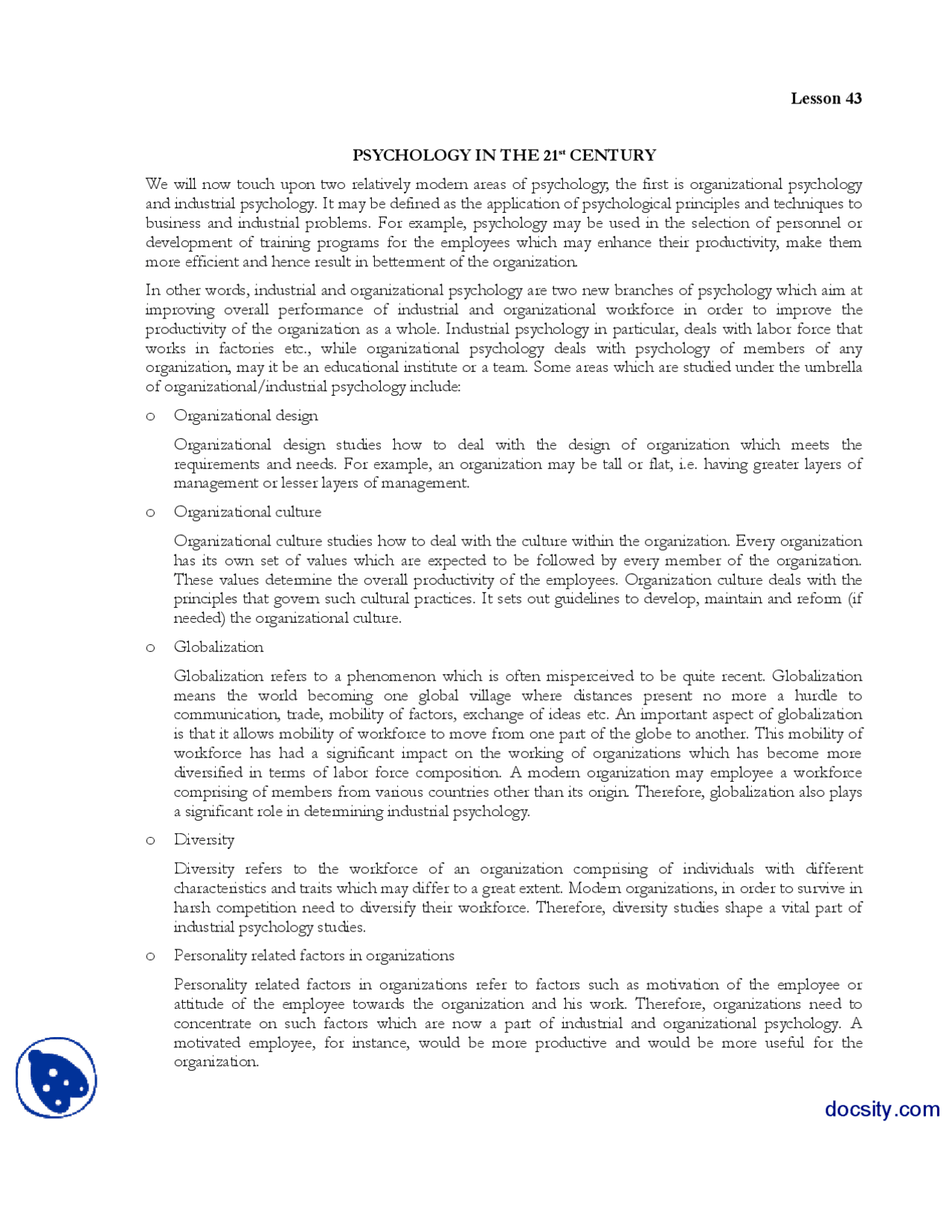 In 21st Century I History Of Psycology Lecture Handout Docsity