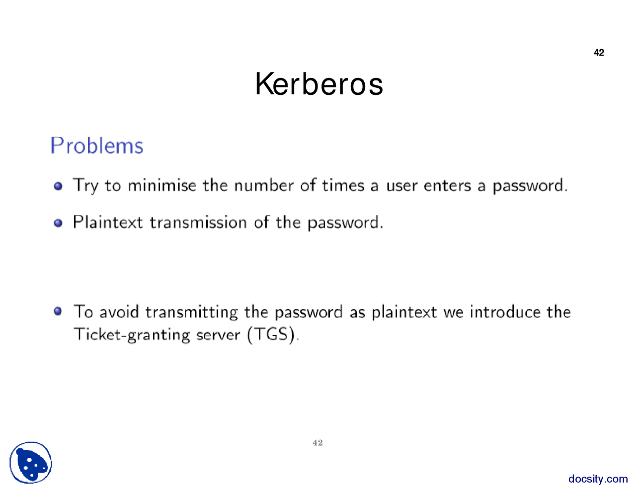 Kerberos Computer Network Security Lecture Slides Docsity