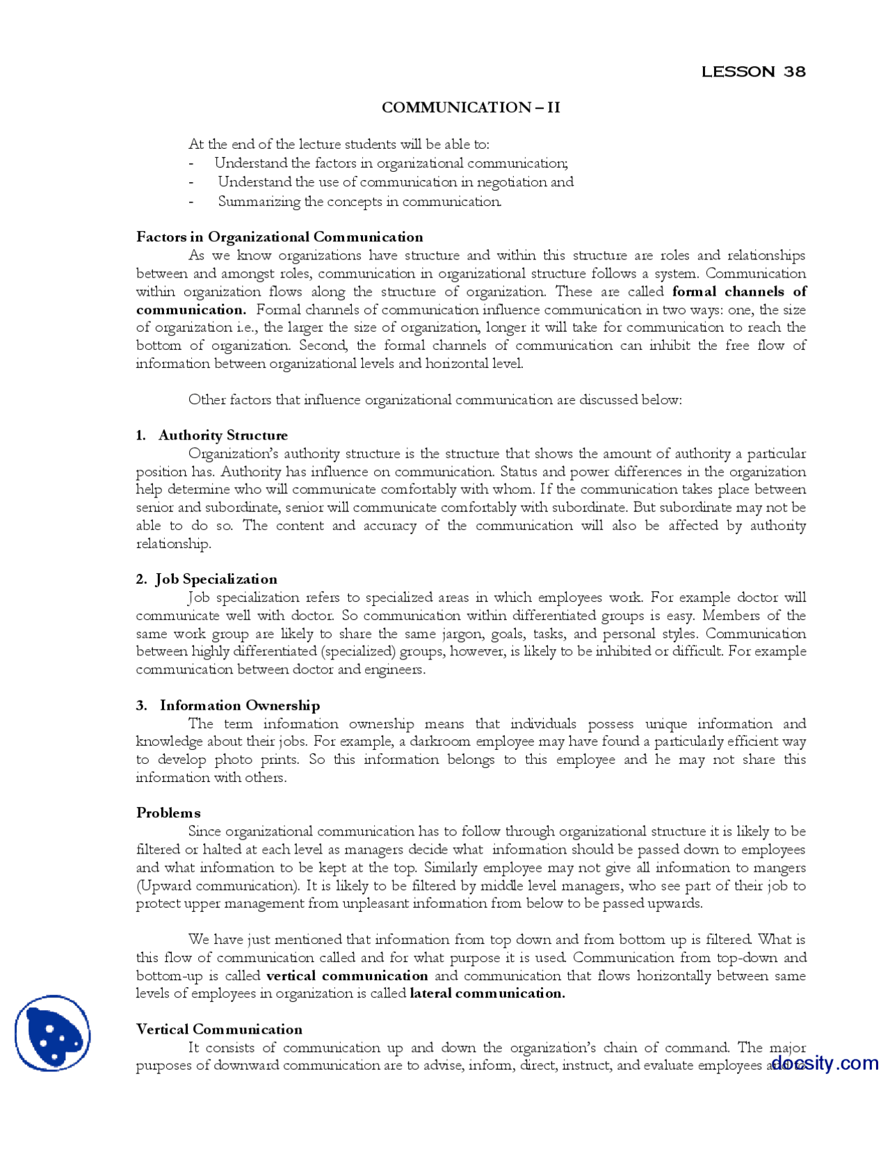 Communication Ii Introduction To Public Administration Lecture Handout
