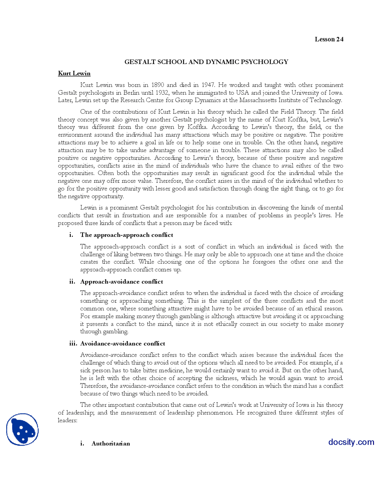 Dynamic Psycology Part 1 History Of Psycology Lecture Handout Docsity