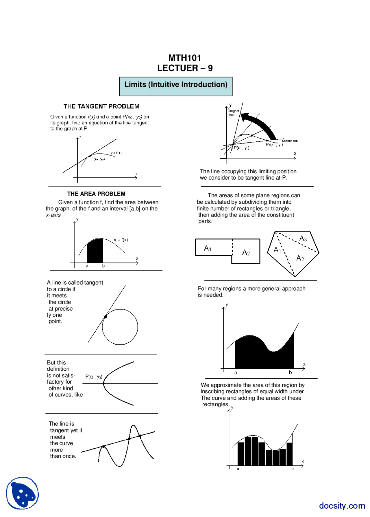Limits Intuitive Introduction General Mathematics Lecture Handout