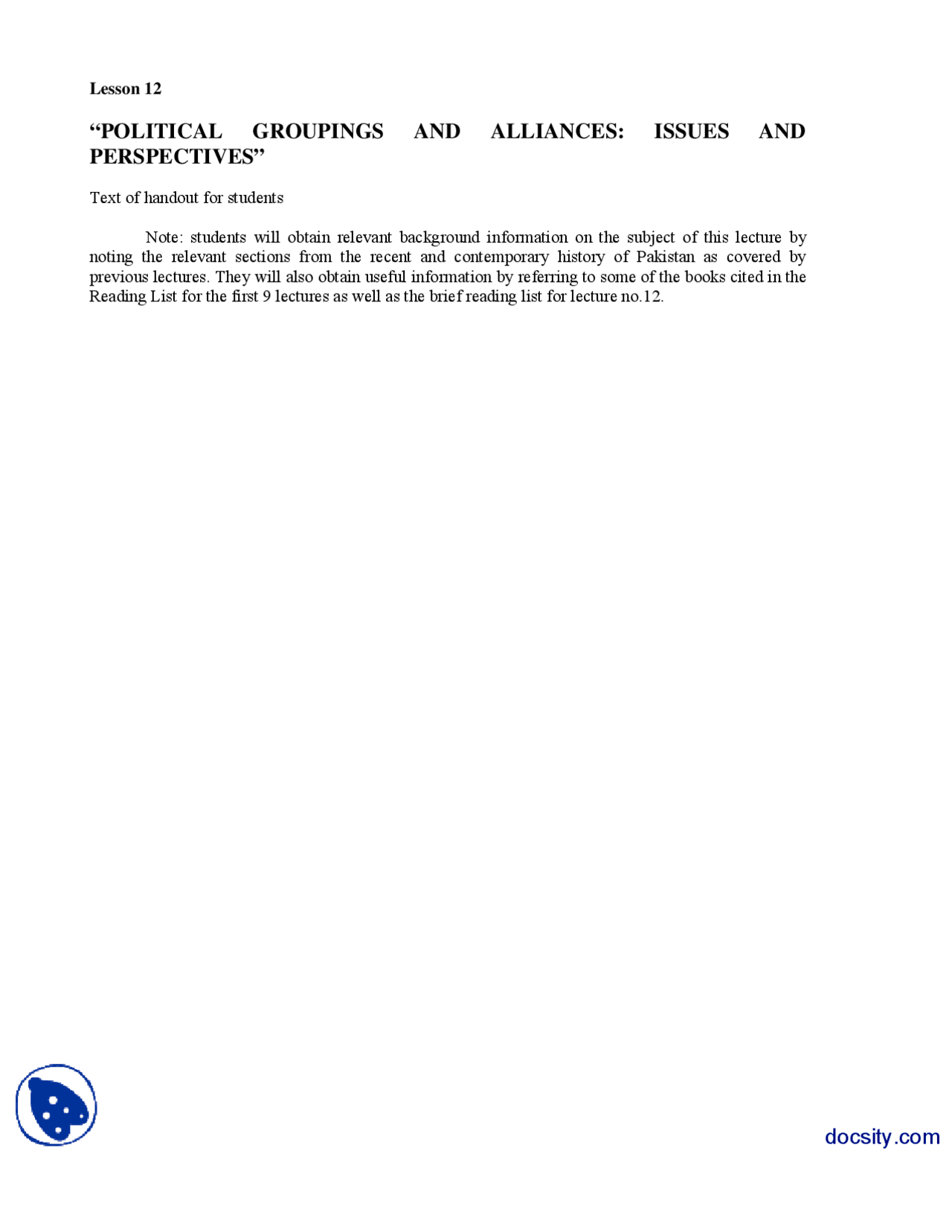 Political Groups Globalization Of Media Lecture Handout Docsity