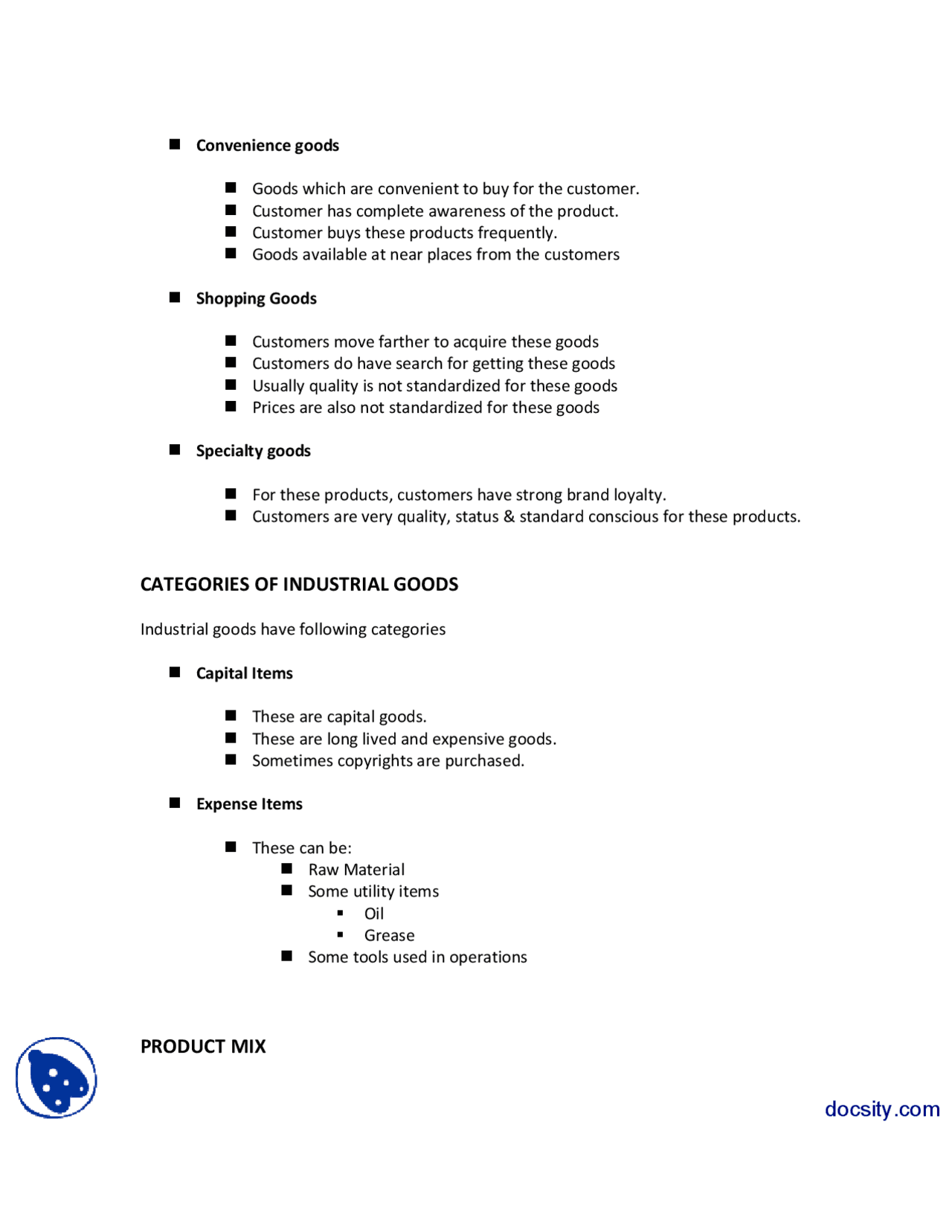 Goods Introduction To Business Lecture Handout Docsity
