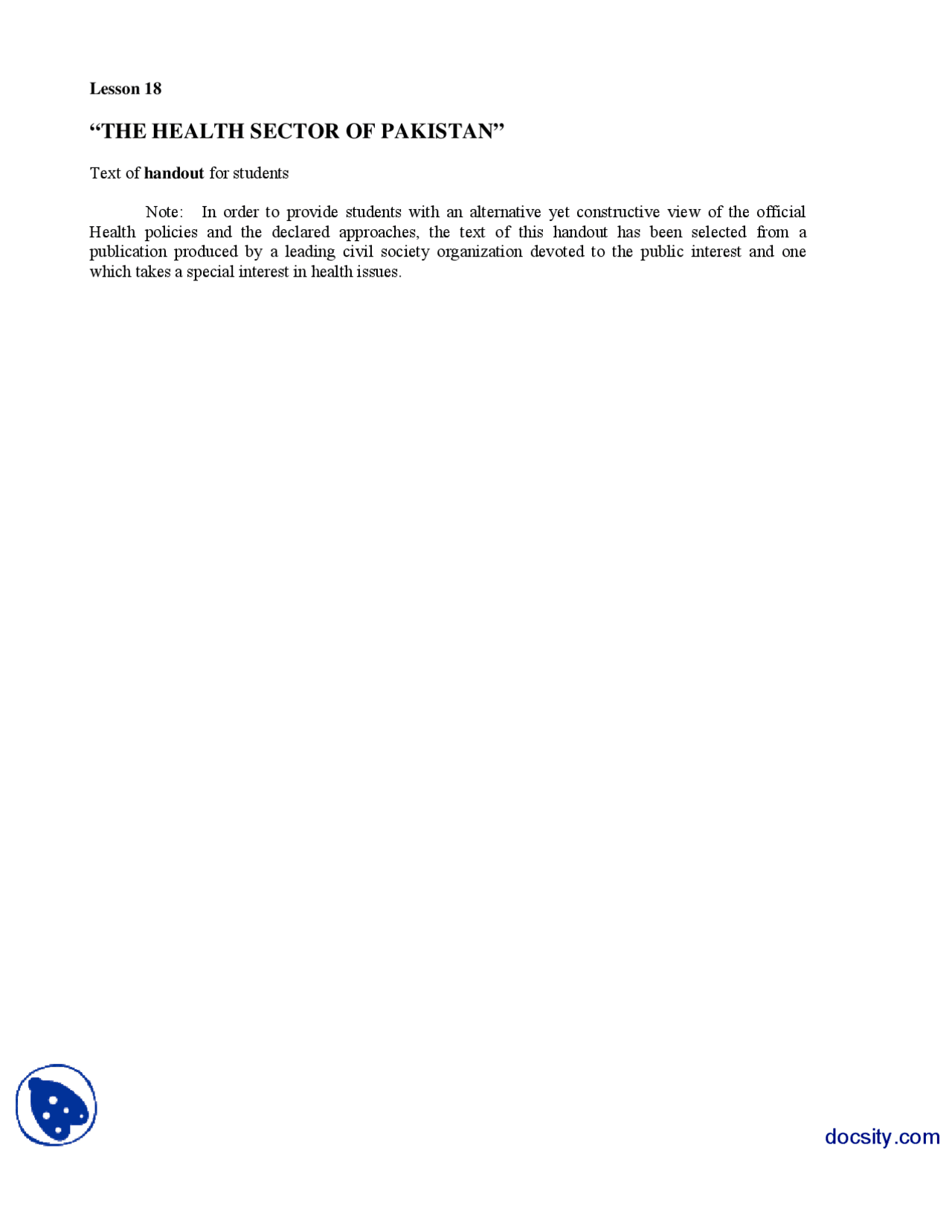 Health Sector Globalization Of Media Lecture Handout Docsity