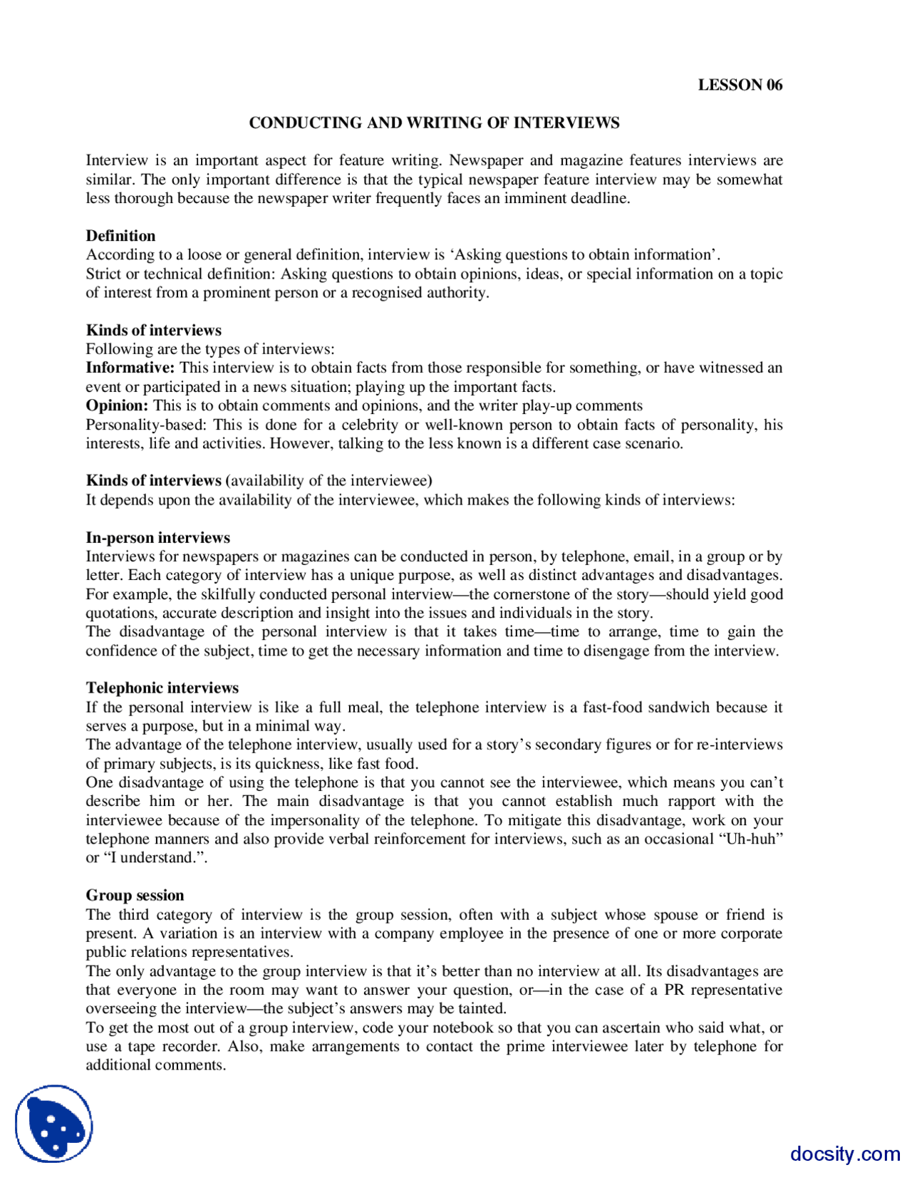 Conducting And Writing Interviews Feature And Coloumn Writing Lecture