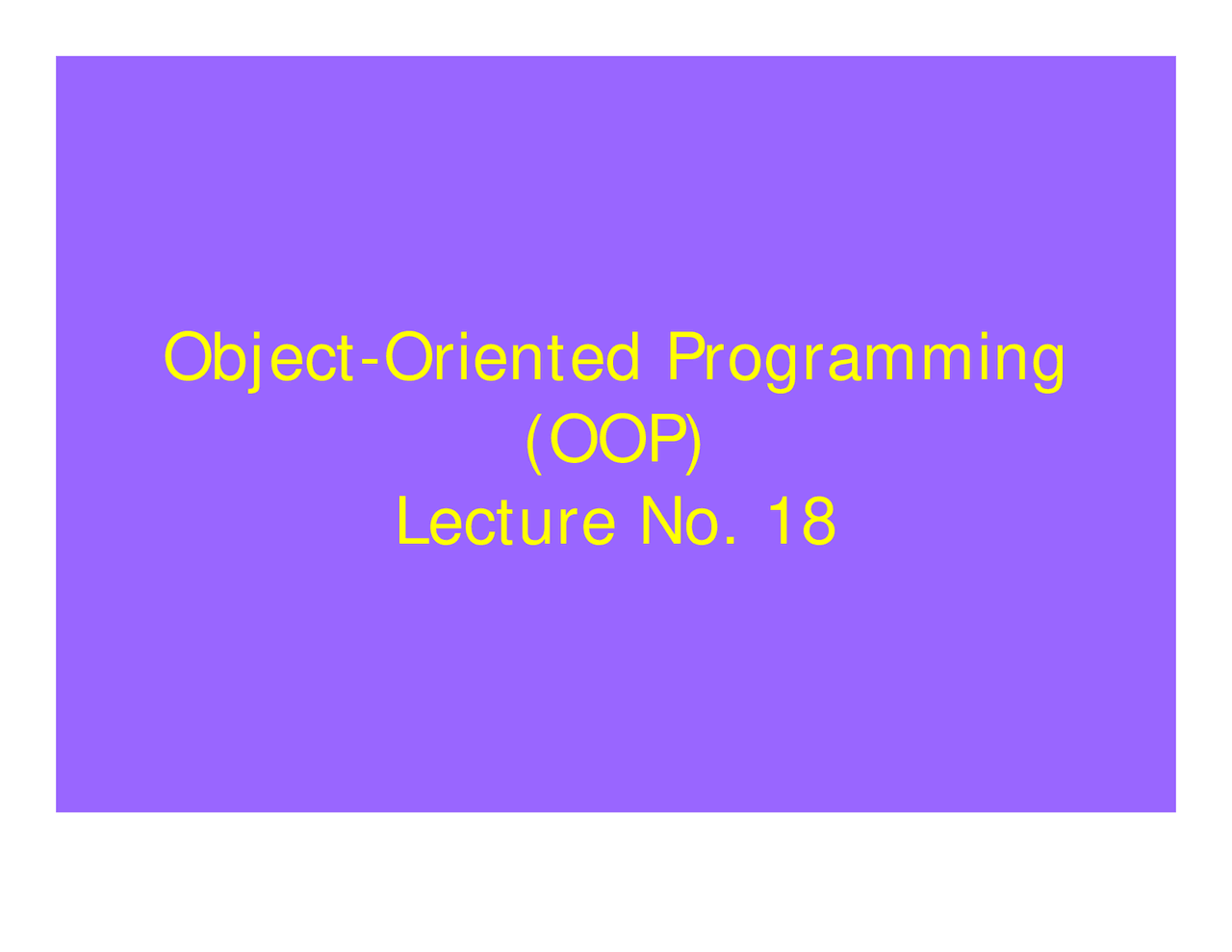 Assignment Operator Object Oriented Programming Lecture Slides Docsity