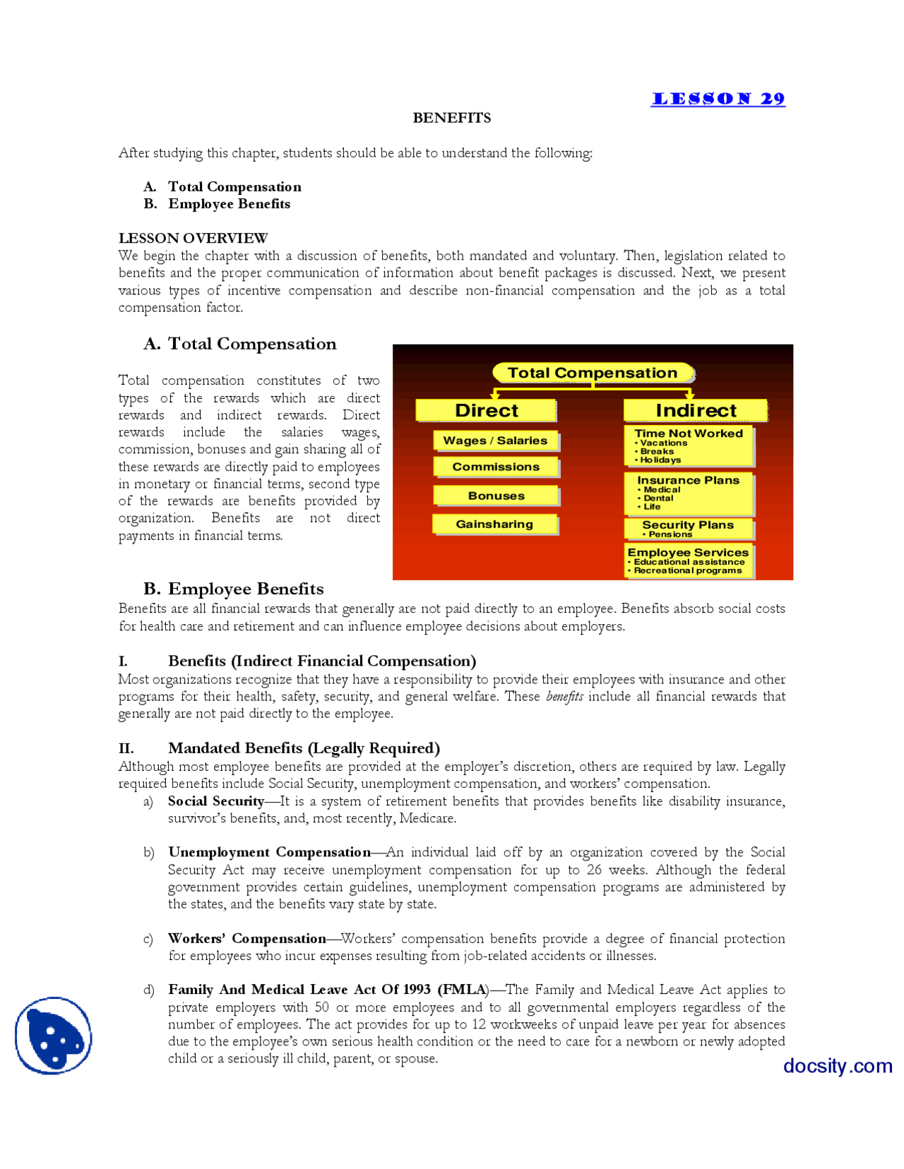 Benefilts Human Resource Managment Lecture Handout Docsity