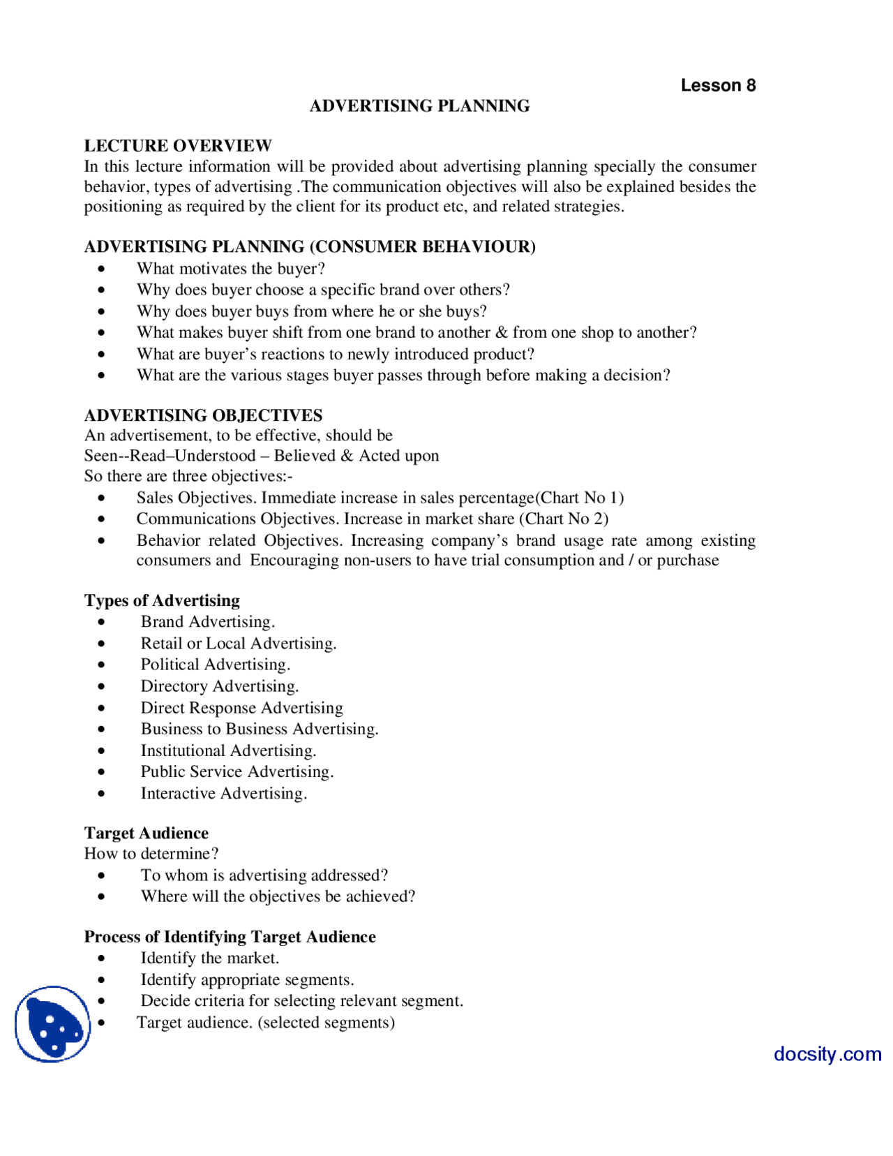 Consumer Behaviour Part 1 Advertising And Promotion Lecture Handout