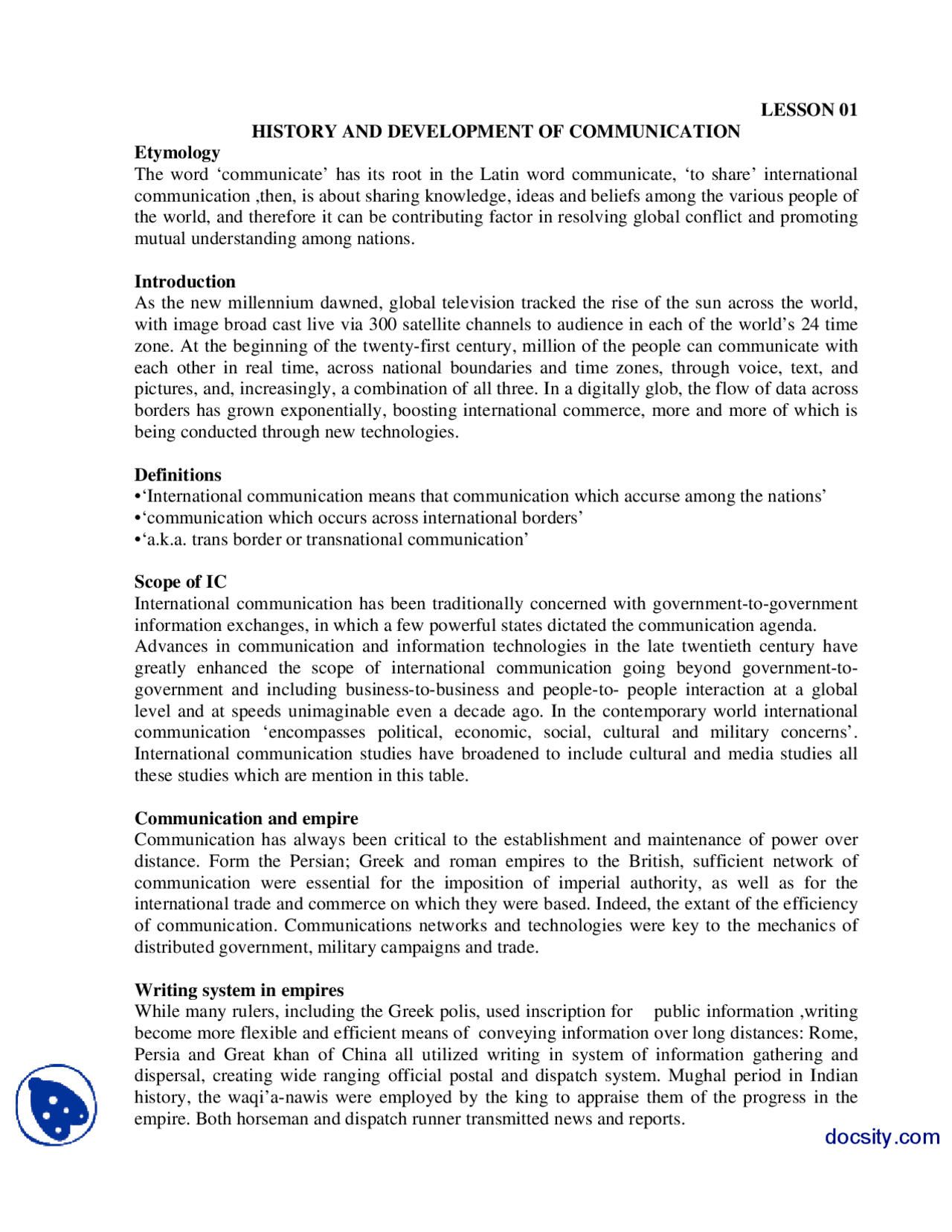 History and Developmetn of Communication-International Communication ...