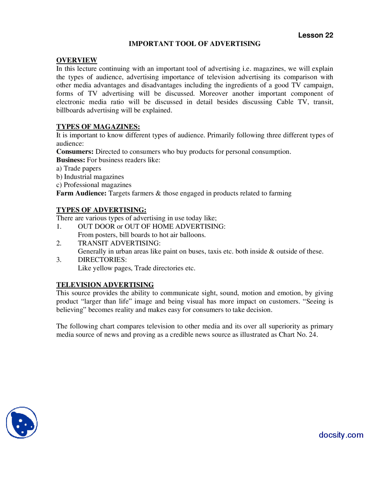 Tools Advertising And Promotion Lecture Handout Docsity