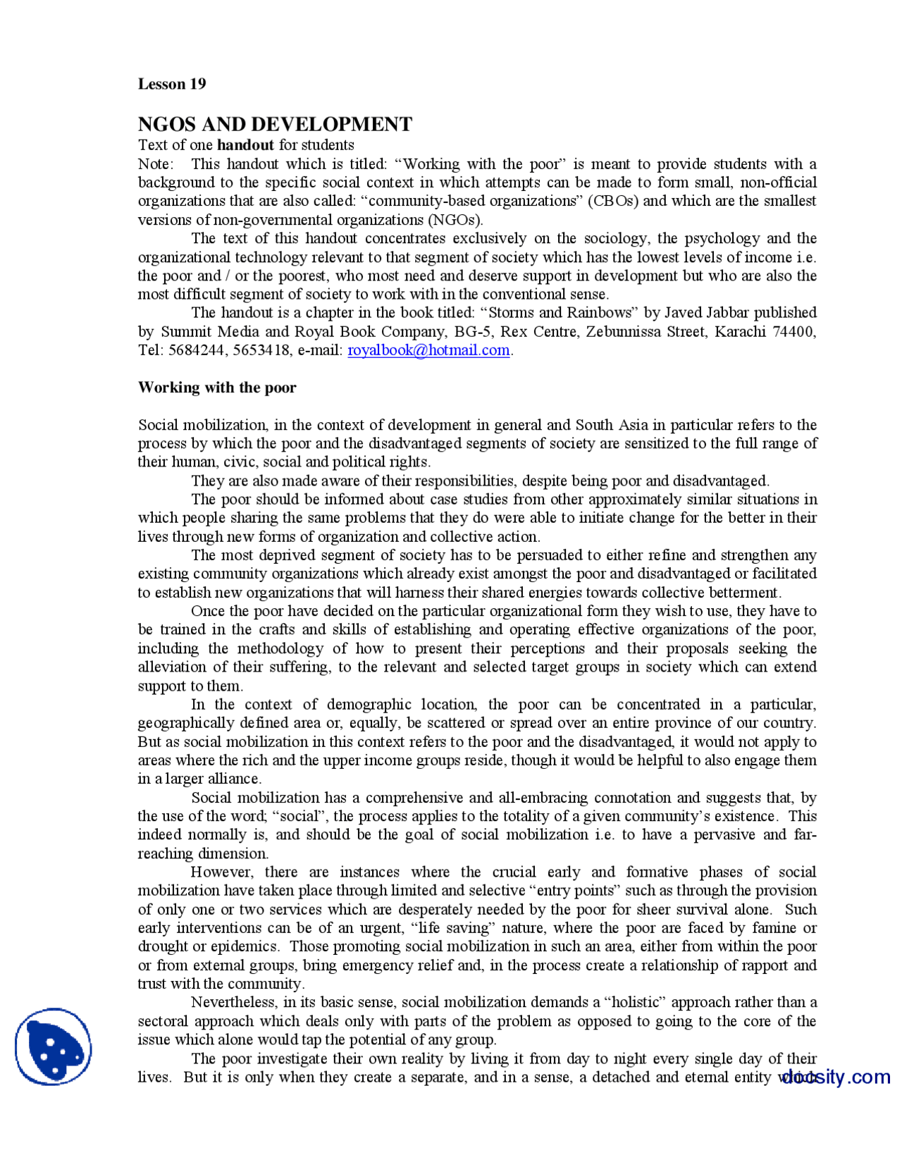 Ngos And Development Globalization Of Media Lecture Handout Docsity