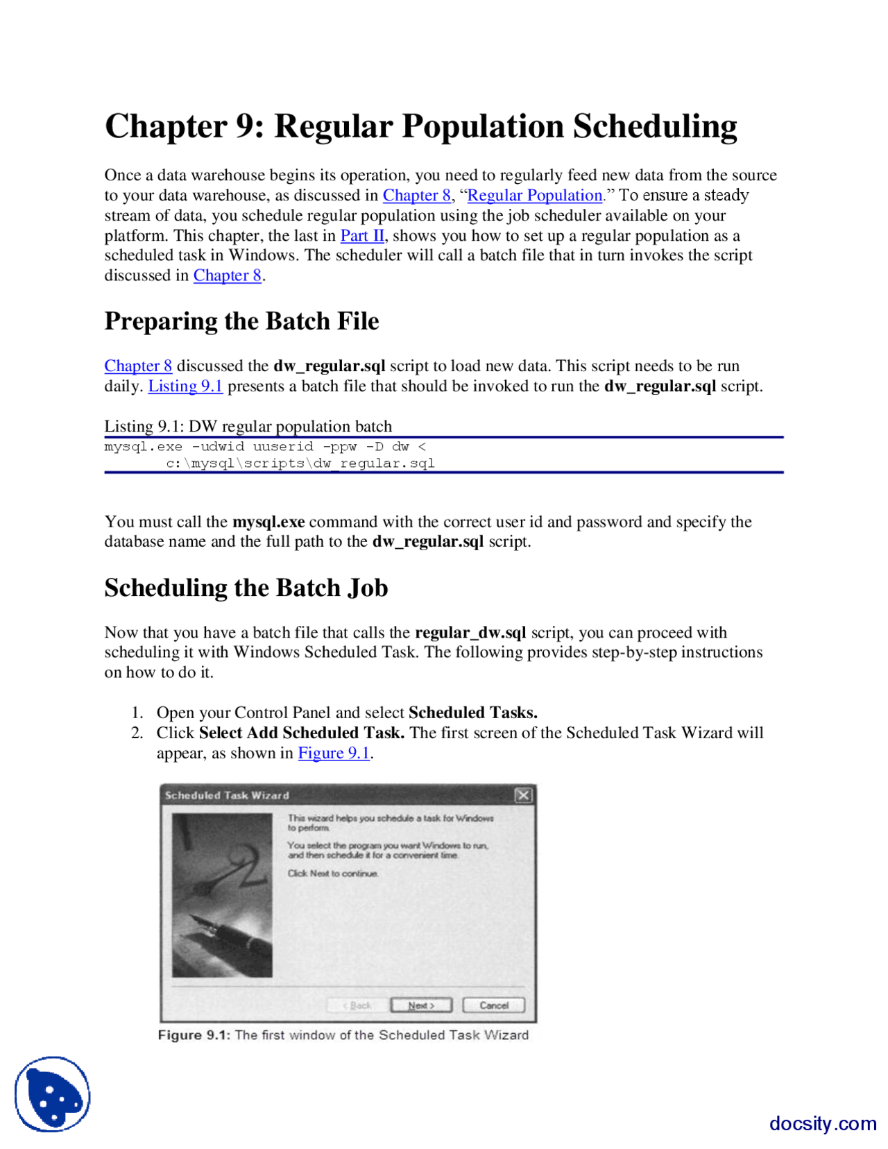 Regular Population Scheduling Data Warehouse Lab Mannual Docsity