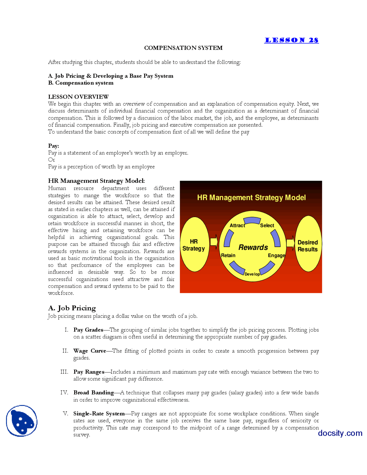 Compensation System Human Resource Managment Lecture Handout Docsity