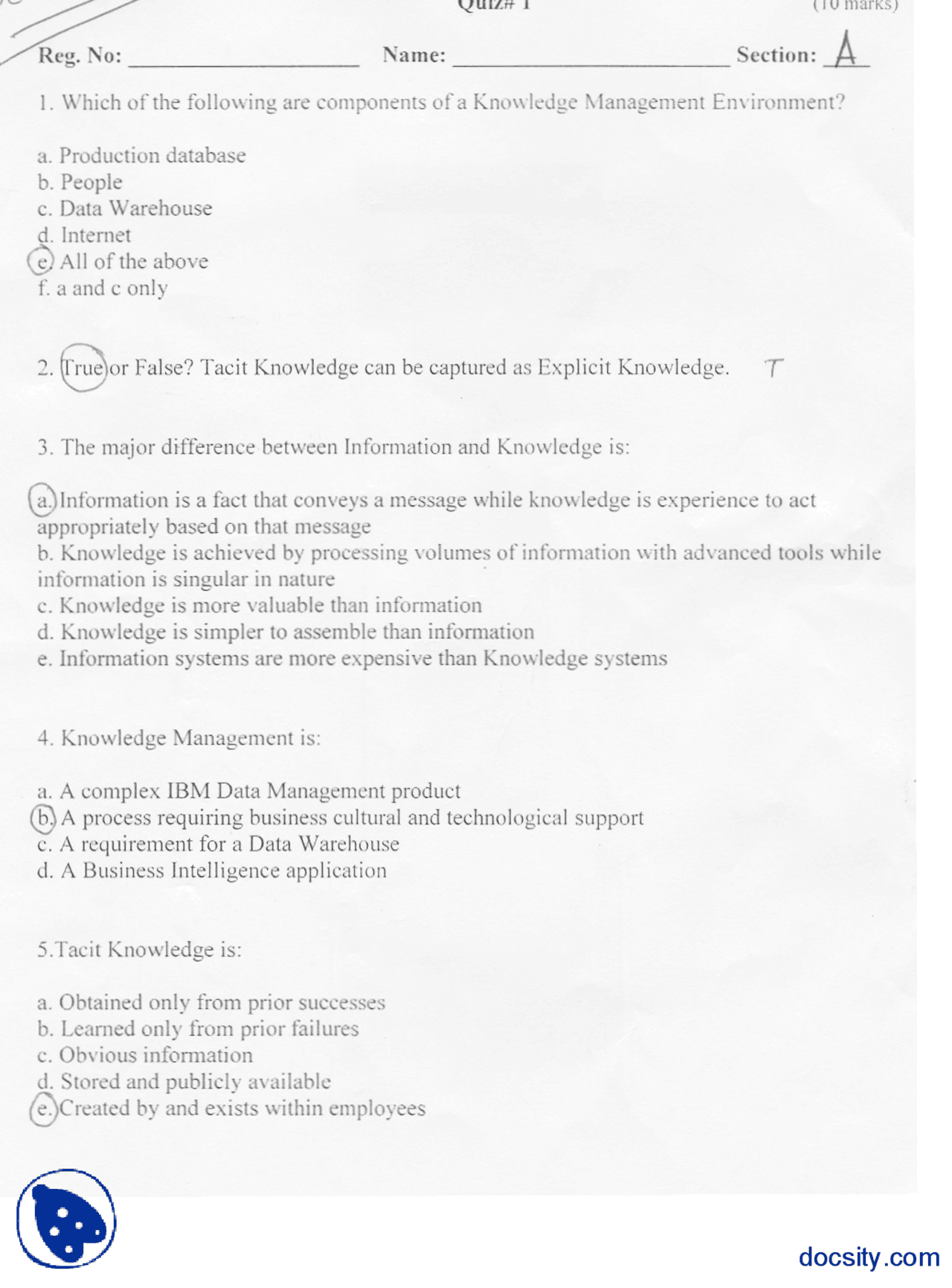 Knowledge Environment Data Warehouse Exam Paper Solution Exams Data